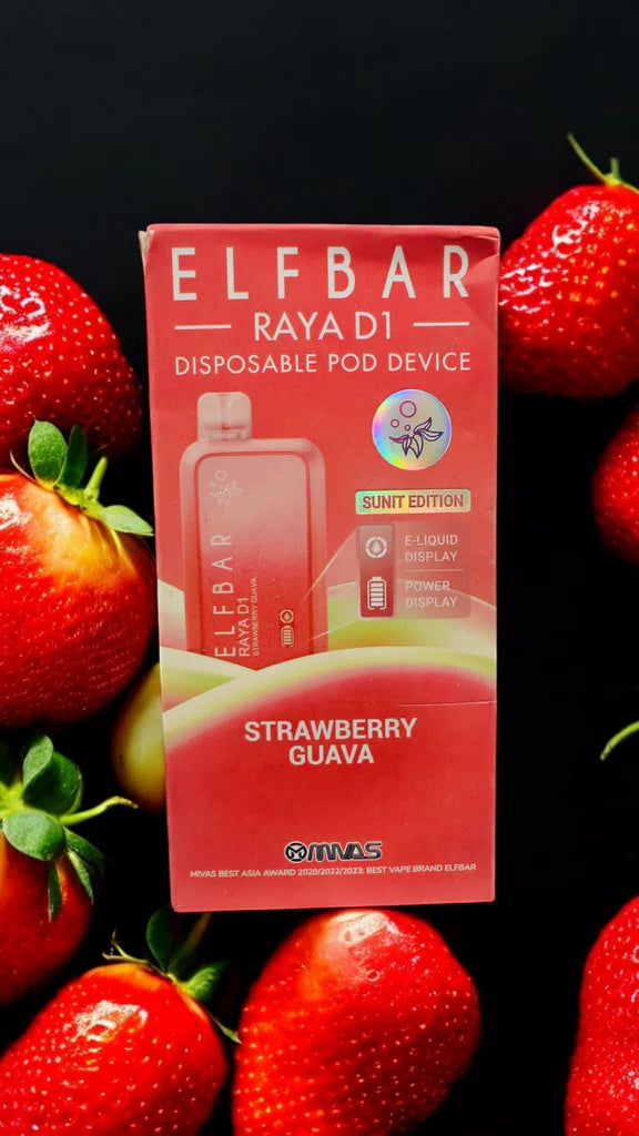 ELF BAR RAYA D1 DISPOSABLE POD DEVICE STRAWBERRY GUAVA |13000 PUFF ...